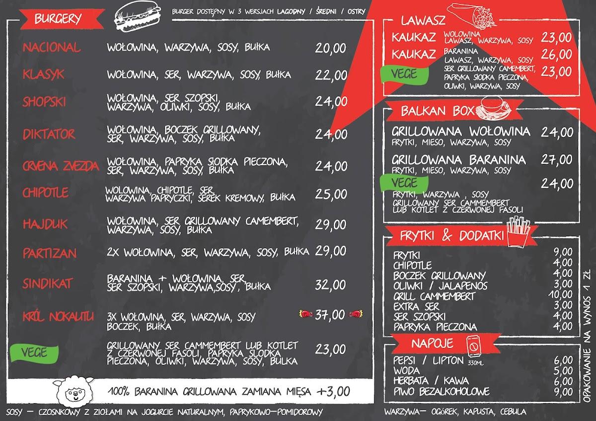 Menu at Gastro restaurant, Wrocław, Kazimierza Wielkiego 39