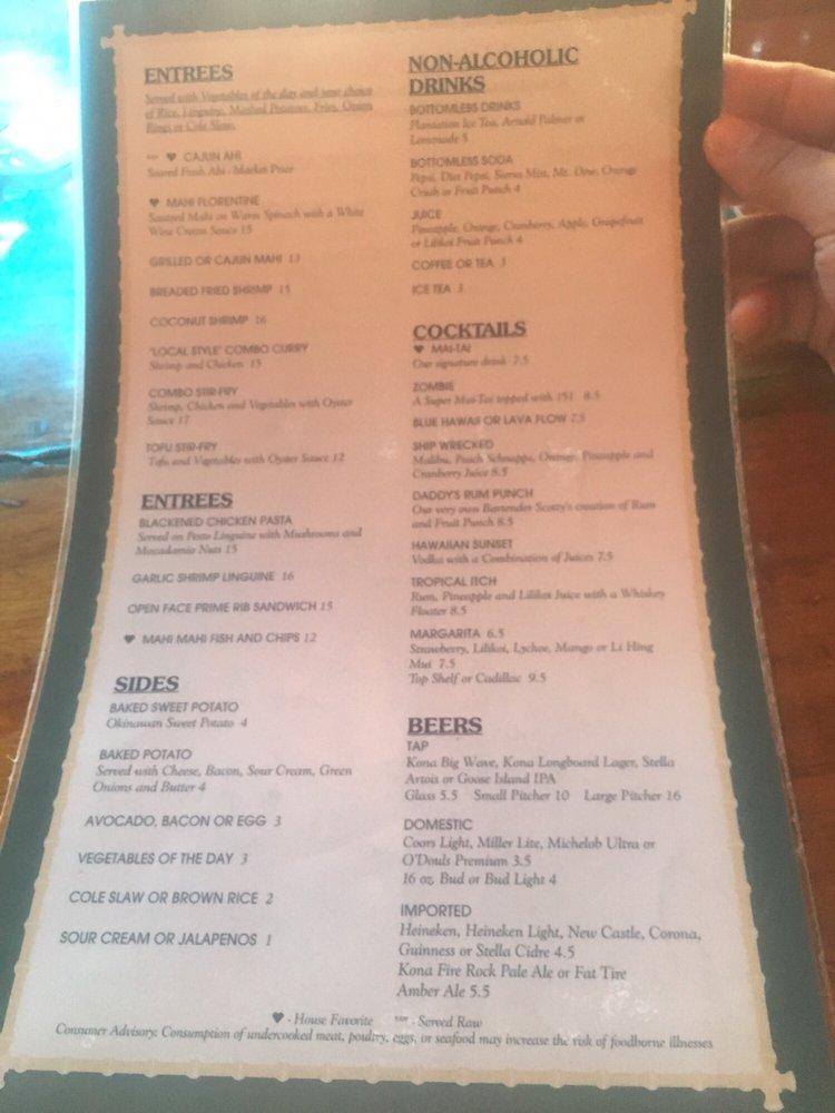 Menu at La Mariana Sailing Club, Honolulu, 50 Sand Island Access Rd