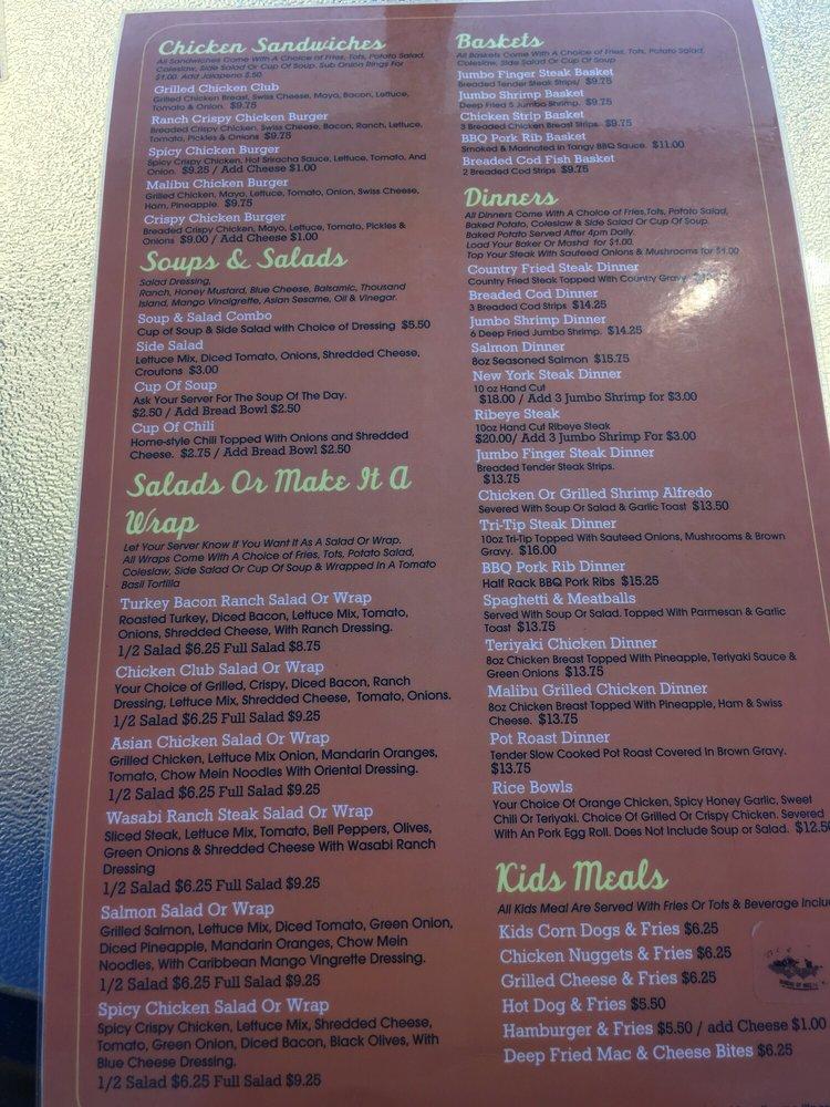 Menu at Lakefront Bar & Grill, Cascade