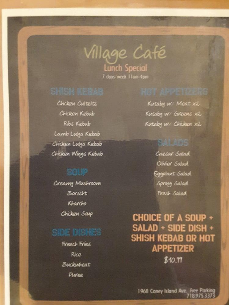 Menu at Village Cafe, New York City, Coney Island Ave