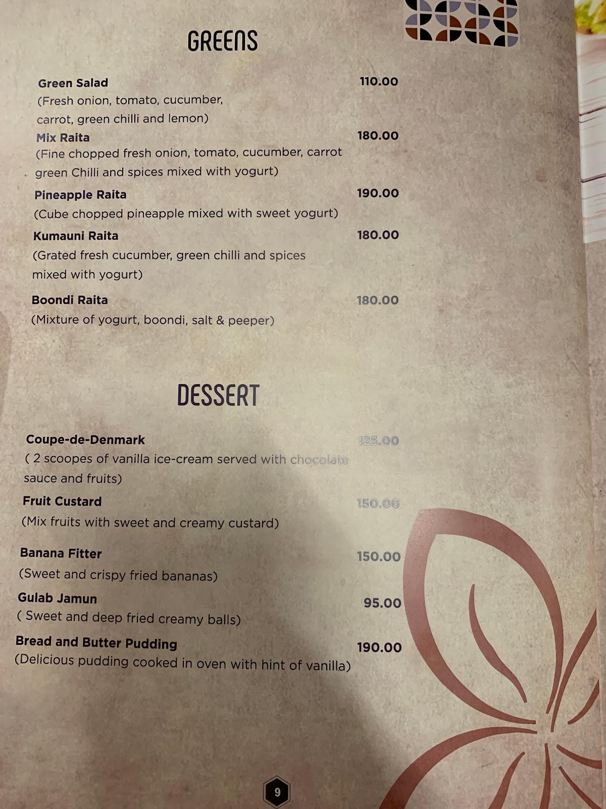 Menu at Yak and Yeti Inn, Majkhali
