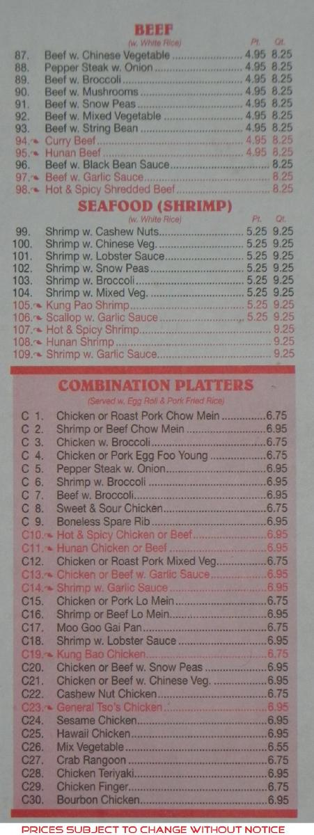 Menu at Asian Taste restaurant, Concord, 15 Village St