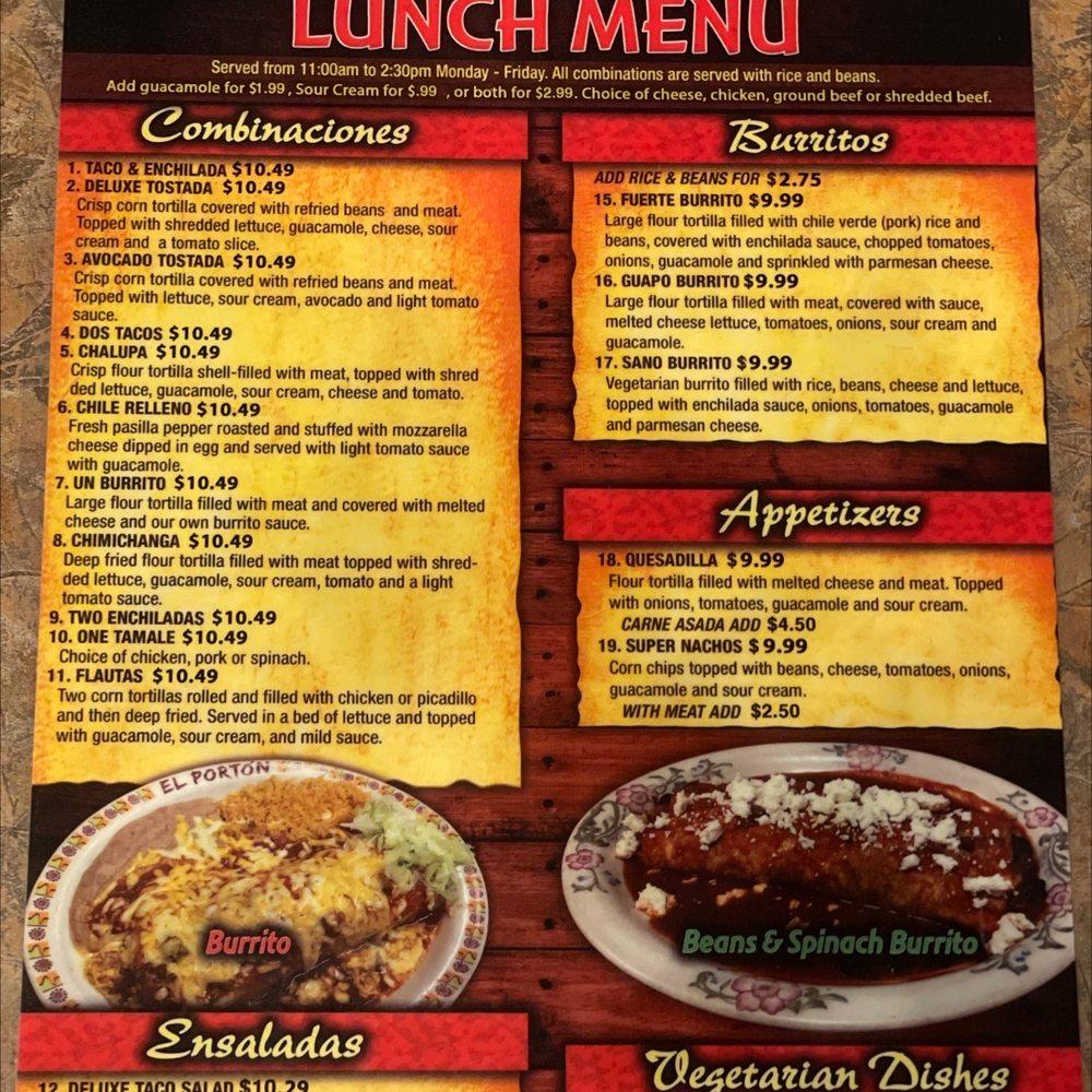 Menu at El Porton Mexican Restaurant Yakima, Yakima, Tieton Dr