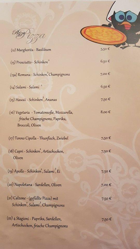 Menu at Calimero Pizzeria, Herford