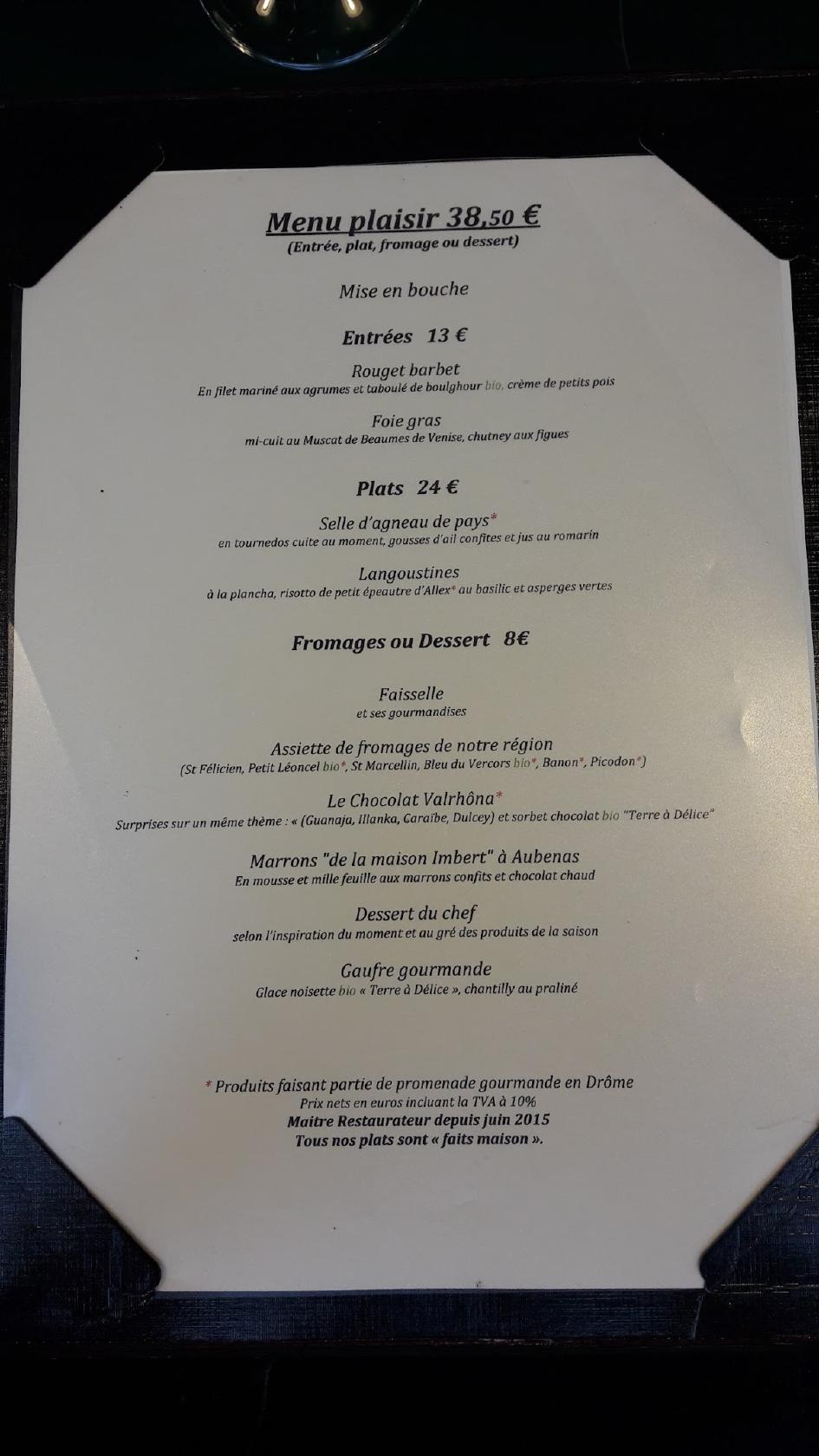 Menu at Restaurant La Fontaine, Cliousclat