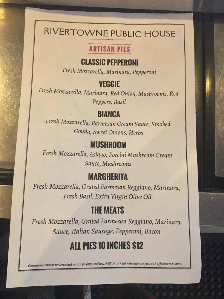 Carta de Rivertowne Public House, Mount Pleasant