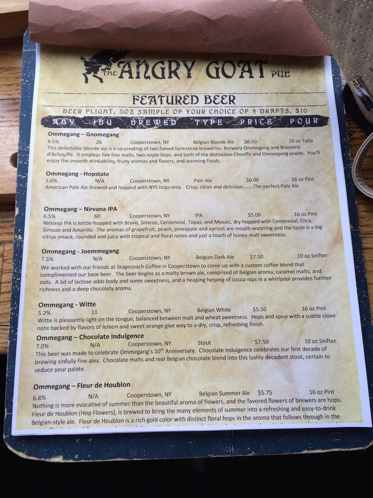 Carta de The Angry Goat Pub, Rochester