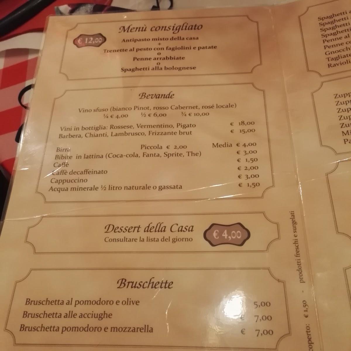 Menu au Spaghetteria Il Mulattiere restaurant, SAN REMO