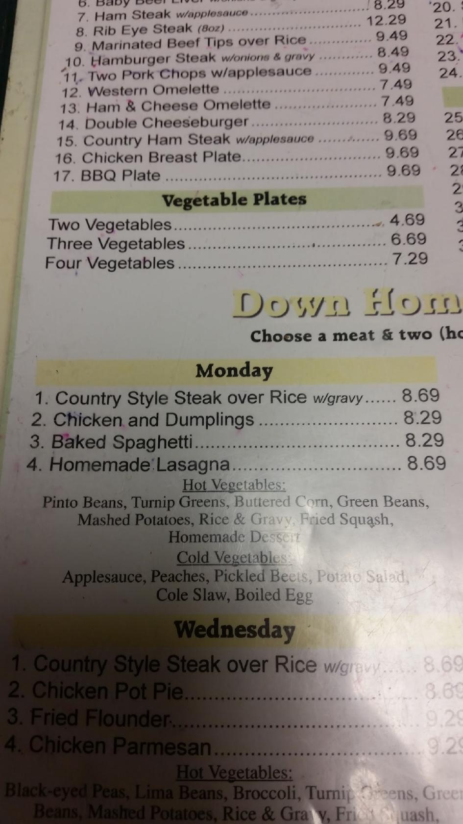 Menu at Johnny K's Restaurant, Indian Trail