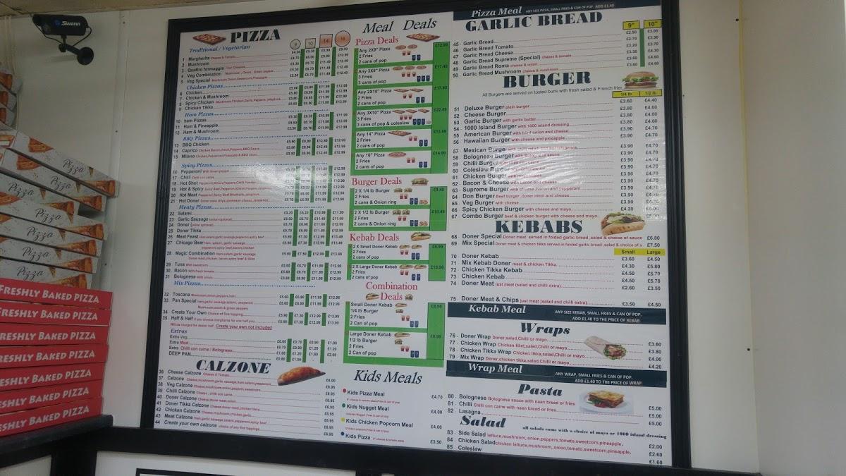 Menu at Pizza Pan fast food, Leeds, General Grocers
