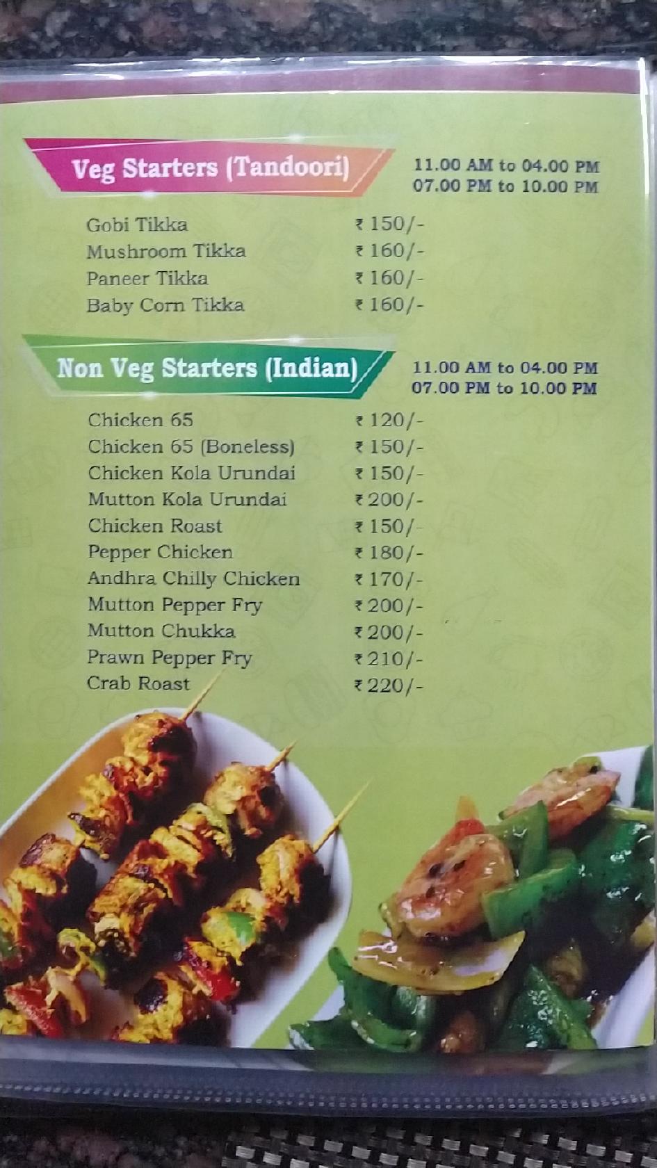 Menu at Podhigai Restaurant, Courtallam