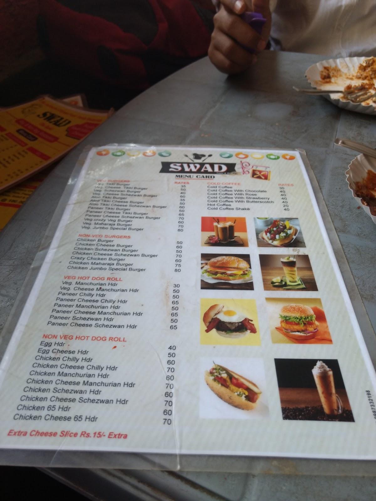 Menu at Swad Restaurant, Palidevad, X4RG+4R9