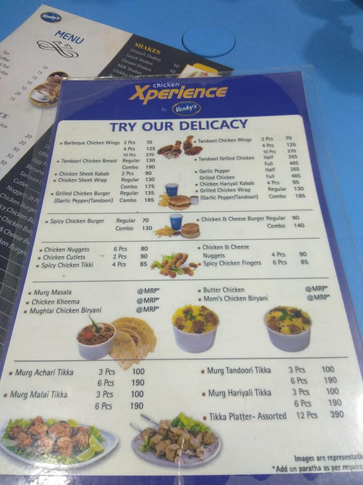 Menu at Venky's Chicken Xperience, Pala