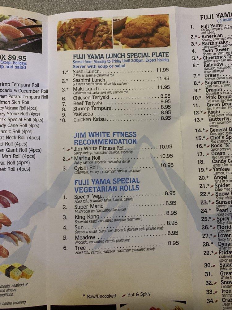 Menu at Fujiyama Sushi Bar, Virginia Beach, Lynnhaven Dr # 112
