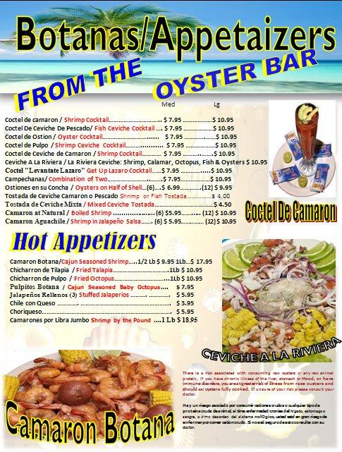 Menu at La Riviera Restaurant, Oklahoma City