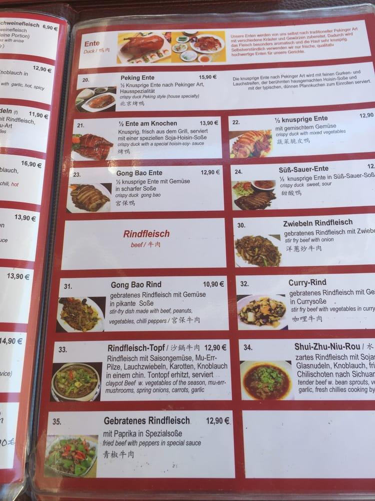 Menu at Fuyuan restaurant, Munich
