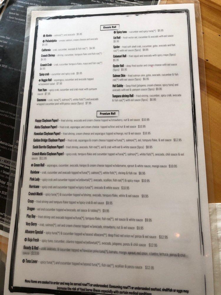 Menu at Maru Sushi & Grill - East Nashville restaurant, Nashville