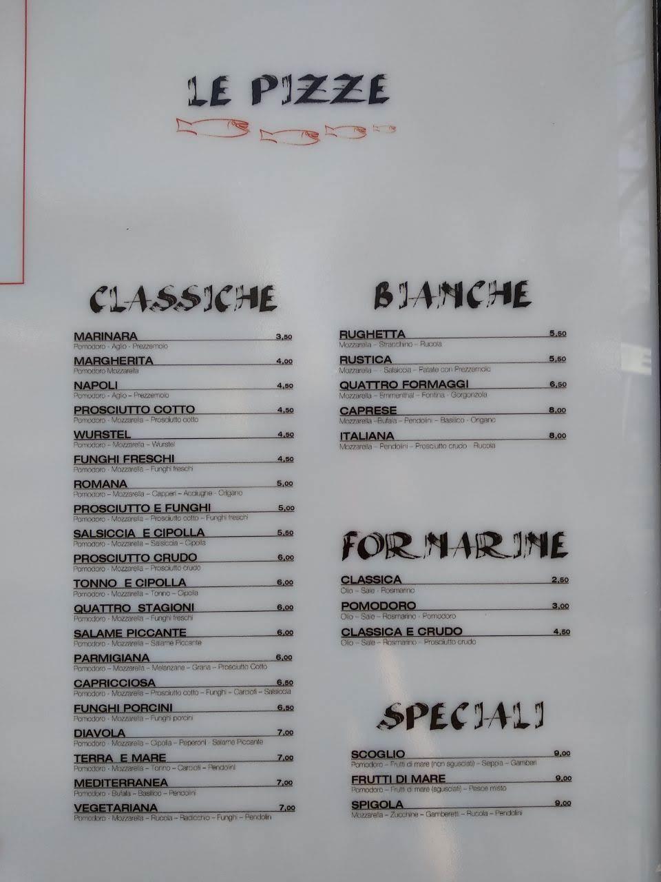 Menu da Ristorante Spigola, Rimini