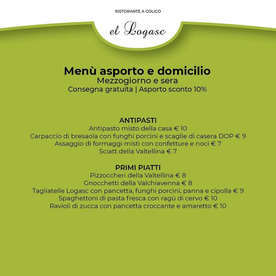 Menu at Ristorante El Logasc, Colico Piano, Via Logasc