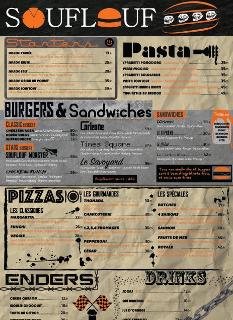 Menu at Souflouf restaurant, Casablanca, Bd 60