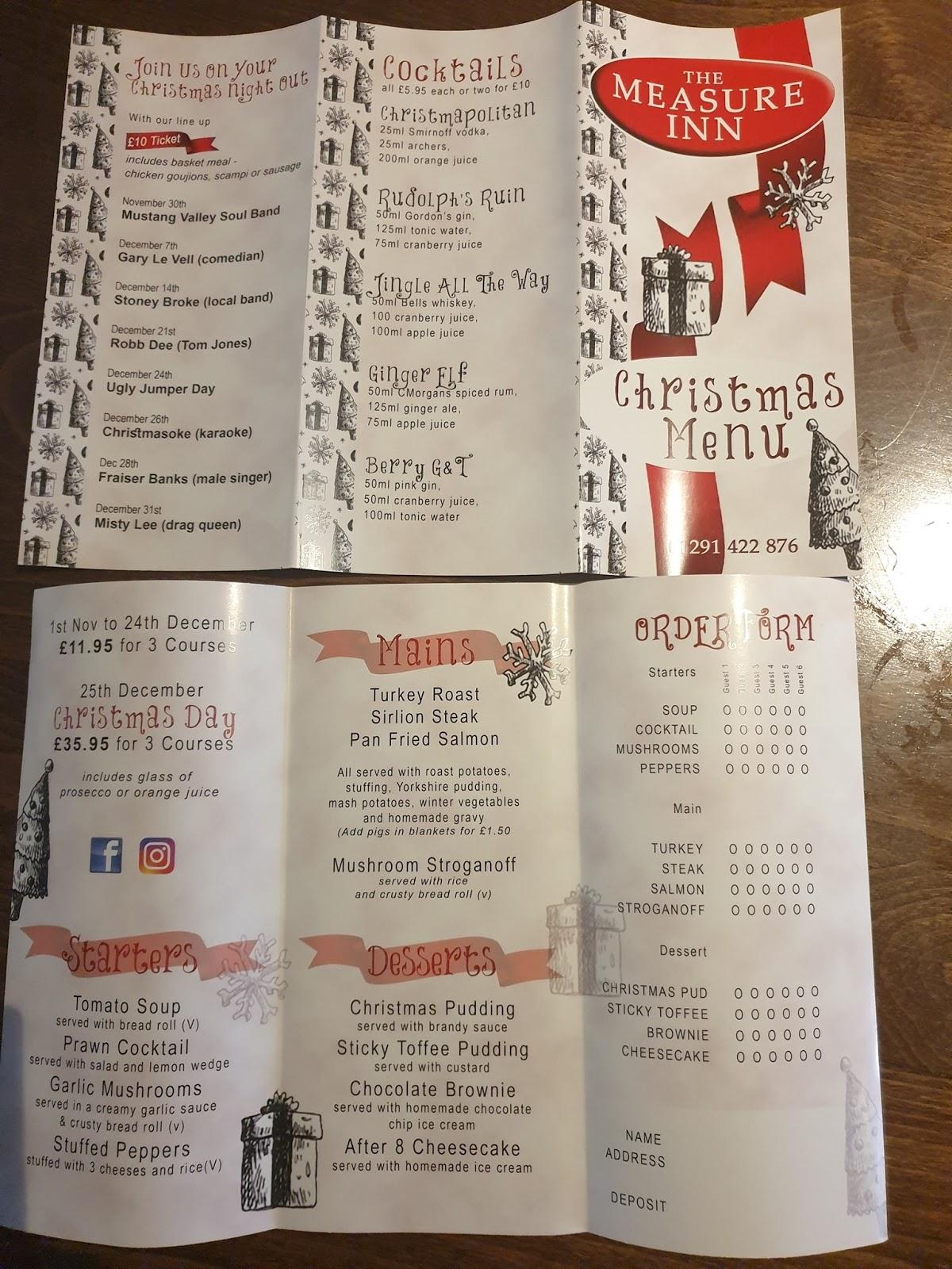 Menu at The Measure Inn pub & bar, Caldicot