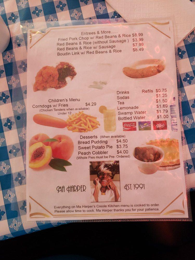 Menu at Ma Harper's Creole Kitchen desserts, San Antonio