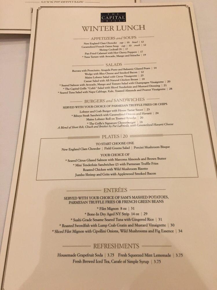 Menu at The Capital Grille pub & bar, Palm Beach Gardens