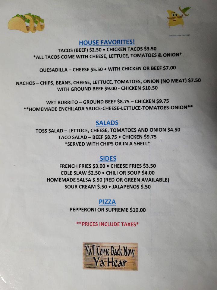 Menu at Y'all Come Back Saloon pub & bar, Lake Wales