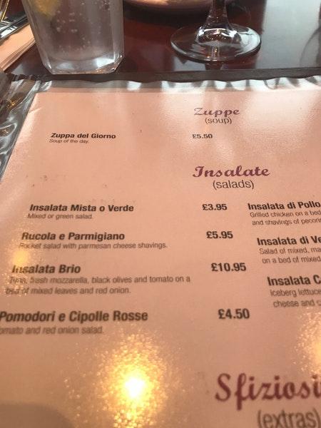 Menu at Brio Worthing Italian Restaurant & Pizzeria, Worthing