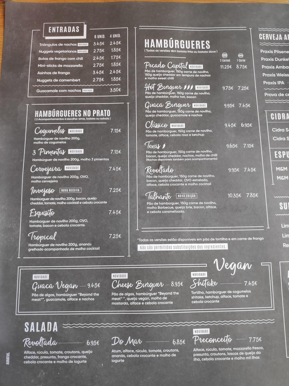 Menu em Revolta - Hamburgueria e Cervejaria Artesanal restaurante, Aveiro