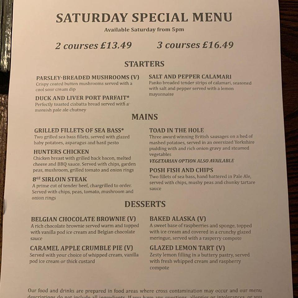 Menu at Ancient Oak pub & bar, Preston