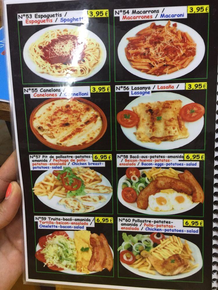 Menu at Bar Cafeteria Susana, Barcelona, Carrer de València