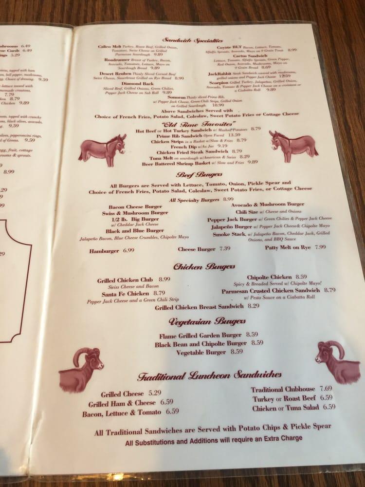 Menu at Calico's restaurant, Kingman, 418 W Beale St