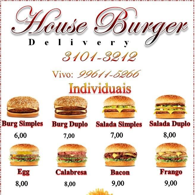 Menu at House Burger restaurant, Cachoeira Paulista, Rua Ermelinda ...