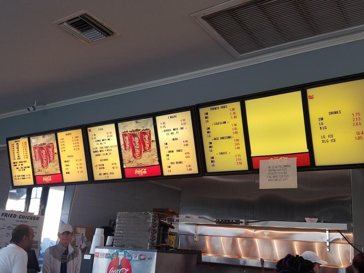 Menu at Leader's Fried Chicken restaurant, Gonzales