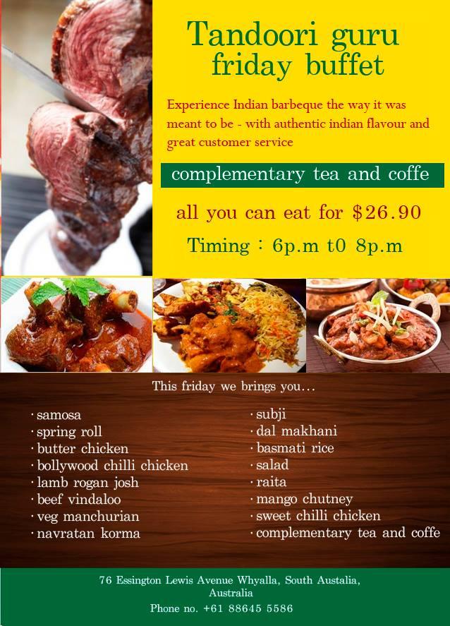 Menu at Tandoori Guru restaurant, Whyalla, 76 Essington Lewis Ave