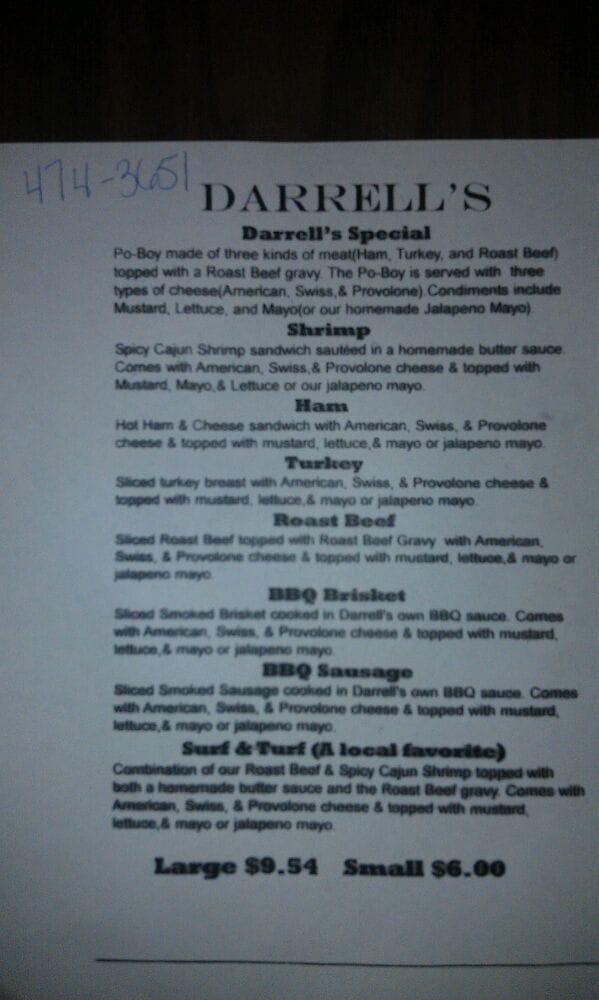 Menu at Darrell's pub & bar, Lake Charles, 119 W College St
