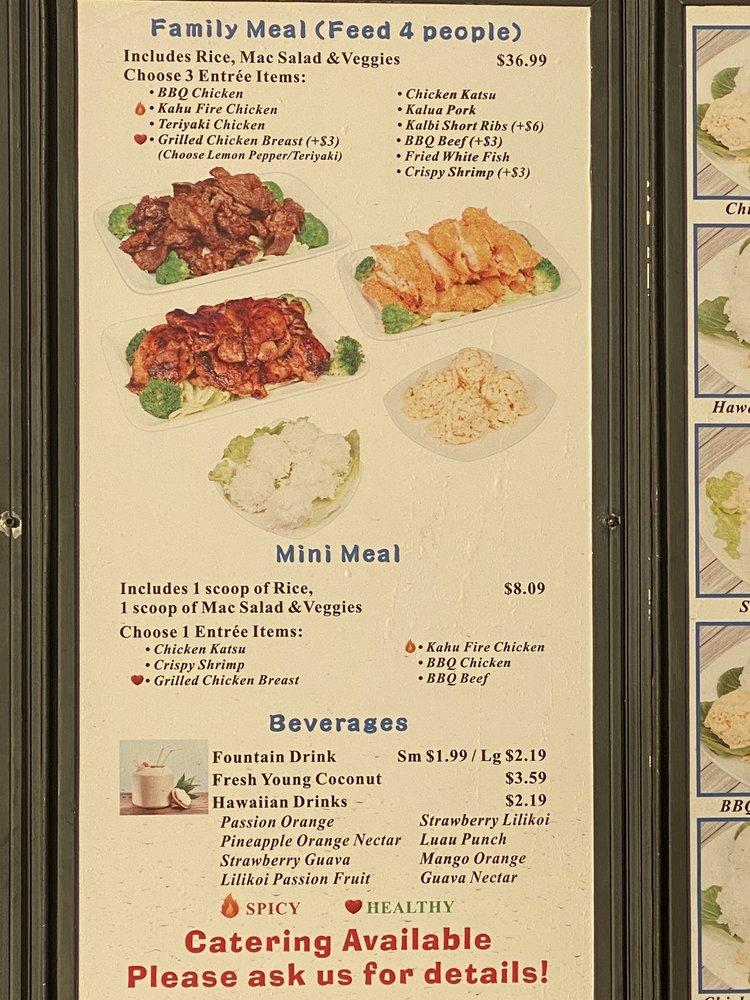 Menu at Kahu Hawaiian BBQ, Phoenix
