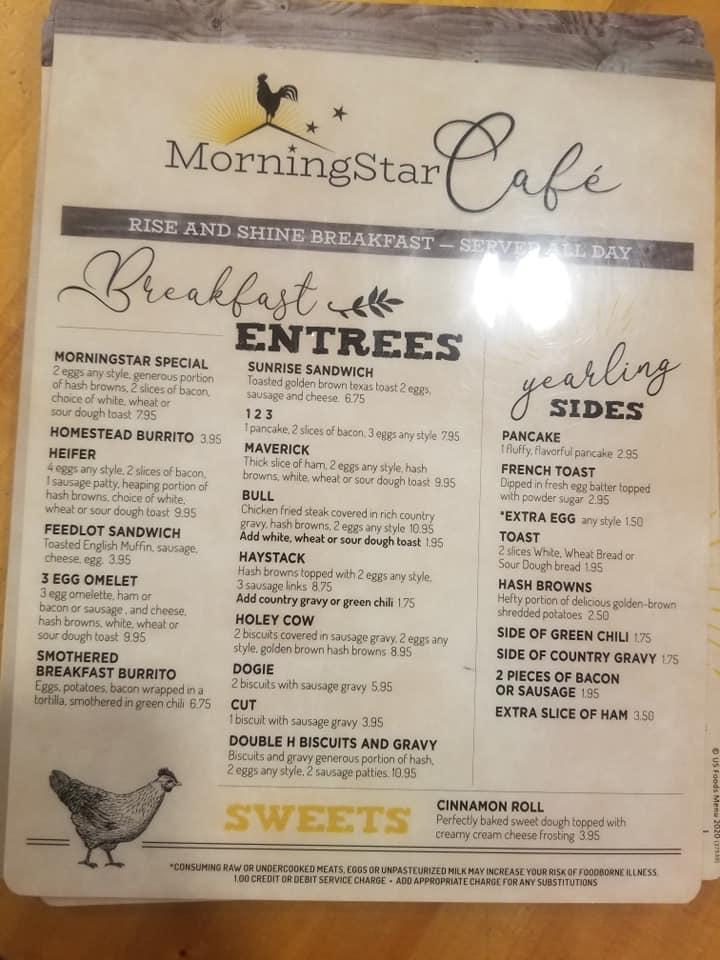 Menu at MorningStar Café, LLC restaurant, Imperial