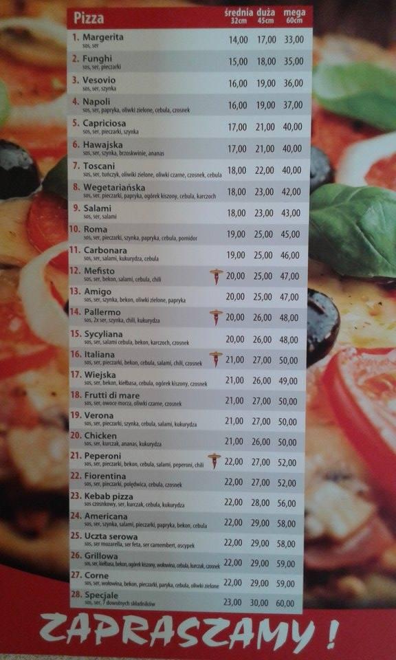 Menu at Pizzeria Italiana Malogoszcz, Małogoszcz