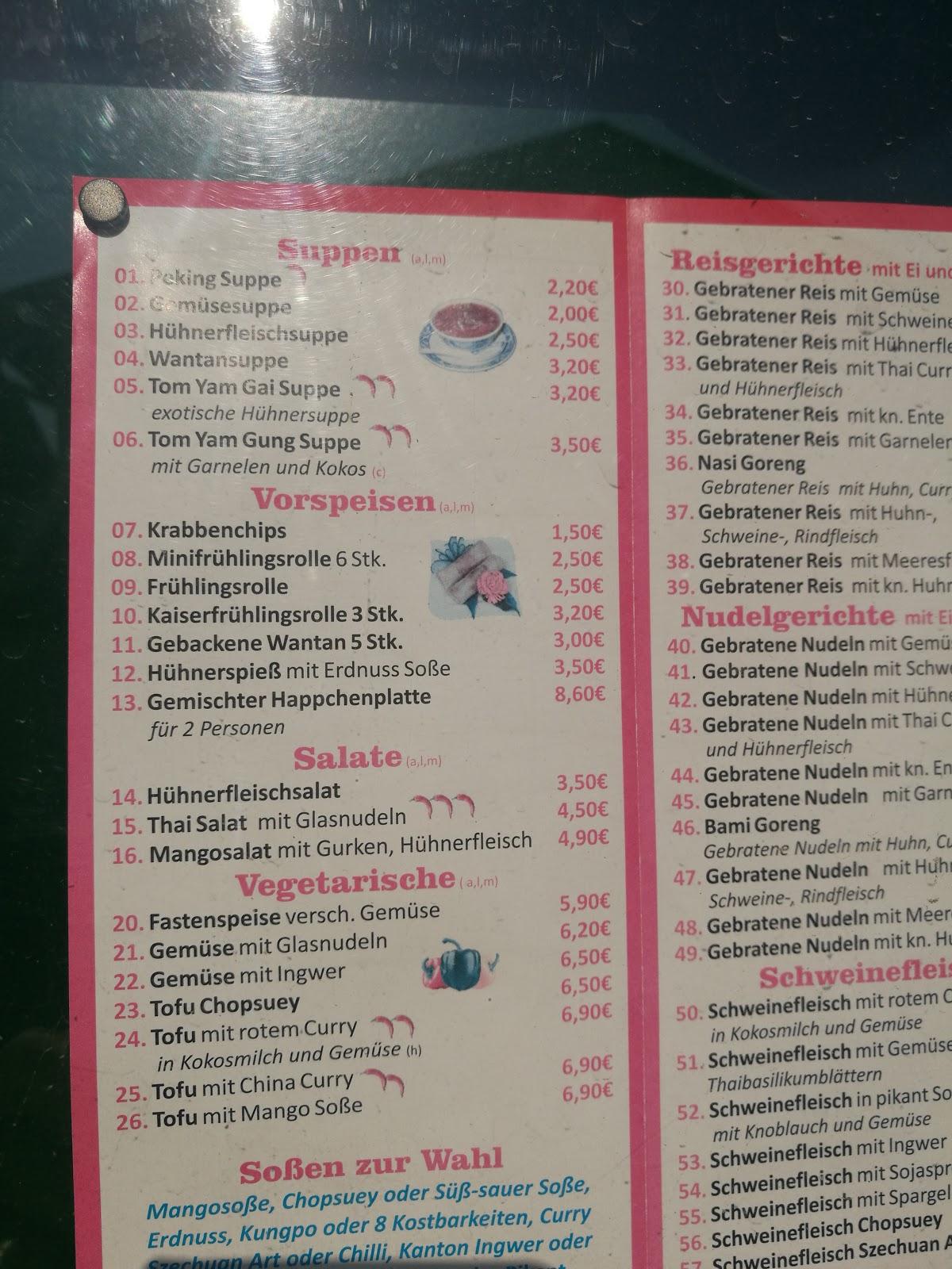 Menu at Restaurant Asia Pacific, Neuhofen