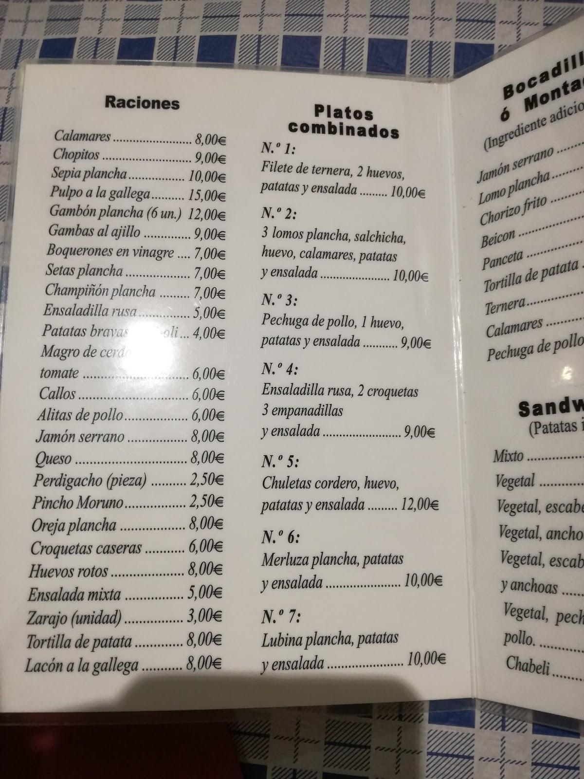 Menu at Restaurante Laberinto, Marchamalo