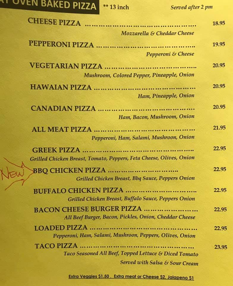 Menu at Birch Tree Cafe, Birch Hills