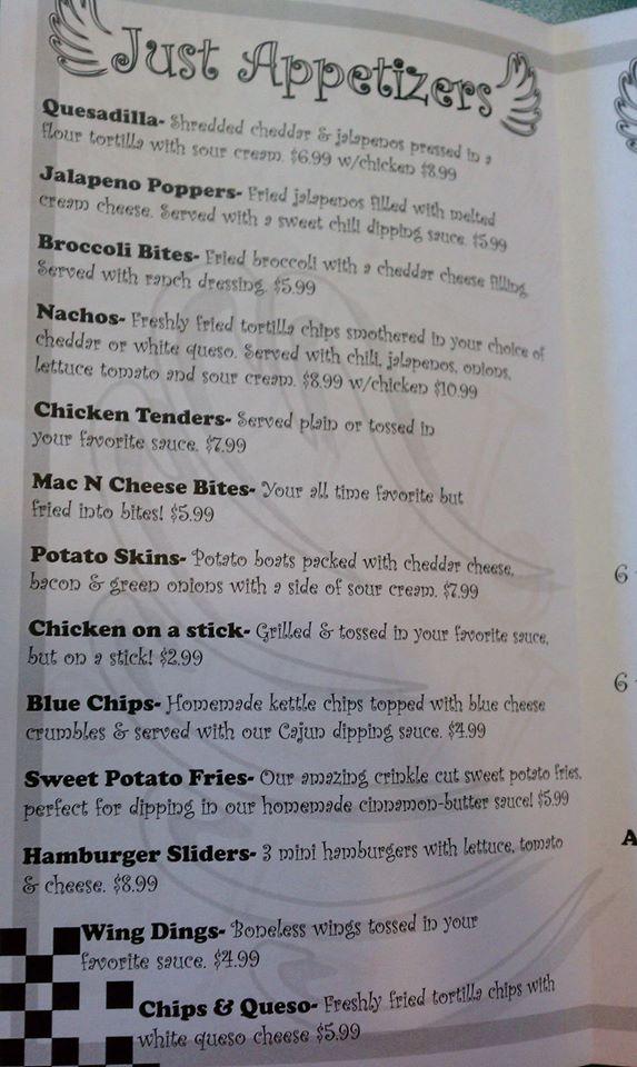 Menu at Just Wing It restaurant, Goose Creek