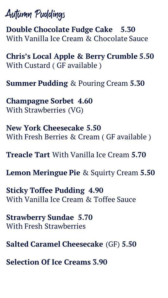 Menu at The King William Ⅳ Pub, East Horsley