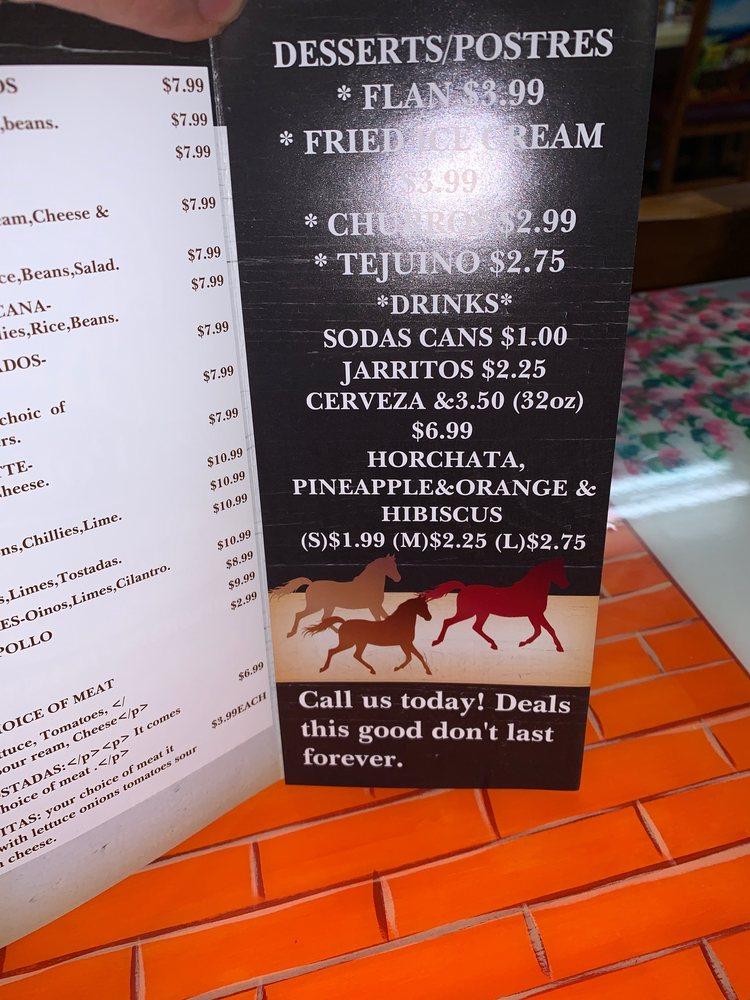 Menu at Los Tres Potrillos restaurant, Phoenix Menu at Los Tres Potrillos restaurant, Phoenix