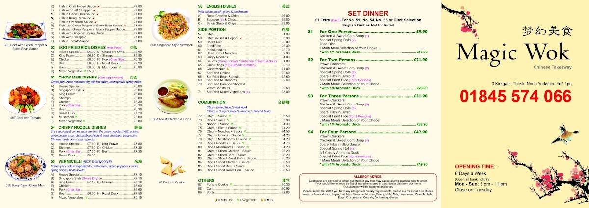 Menu at Magic Wok Chinese Takeaway fast food, Thirsk