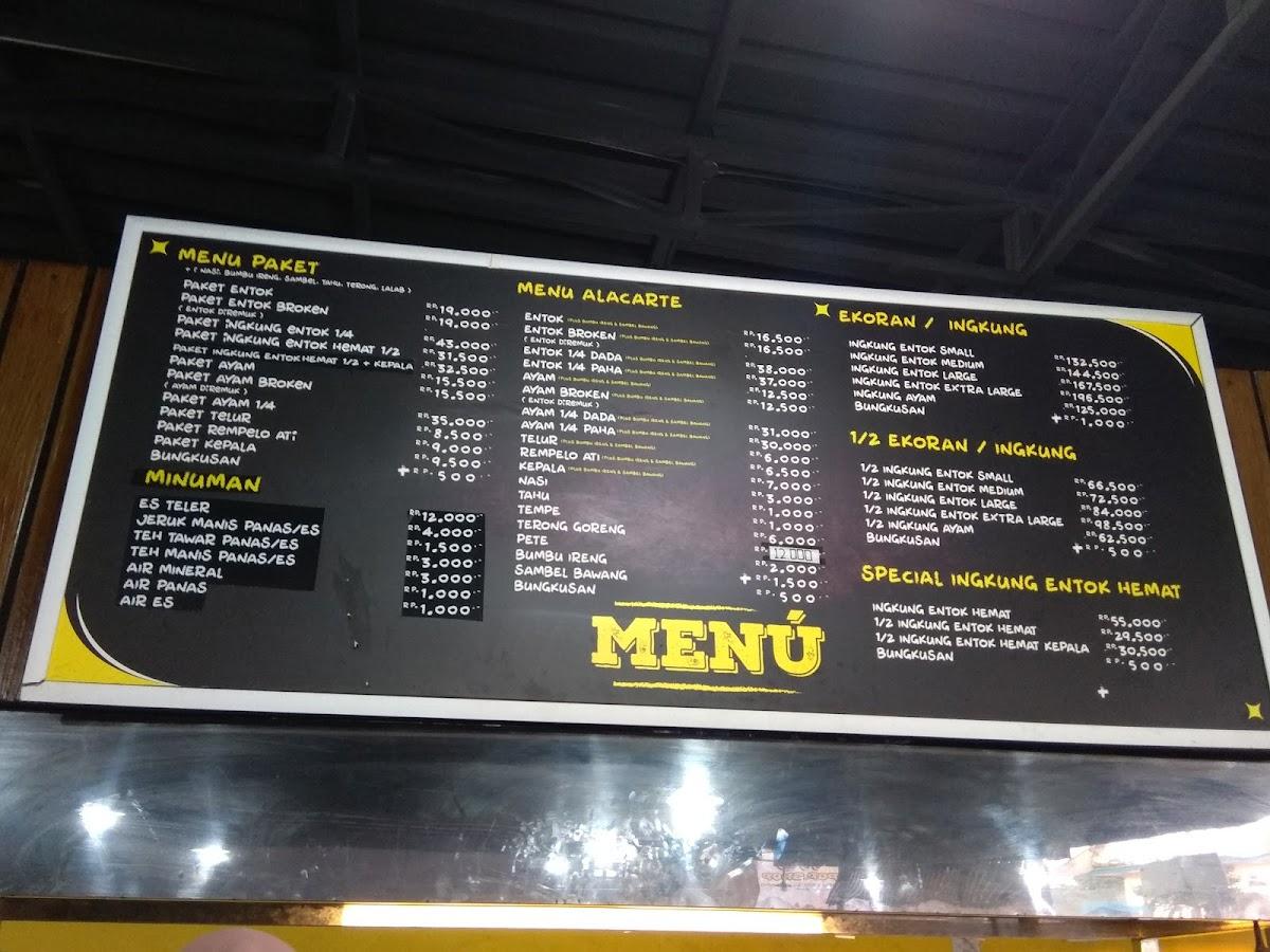 Menu at Bumbu Ireng Yu San restaurant, Malang