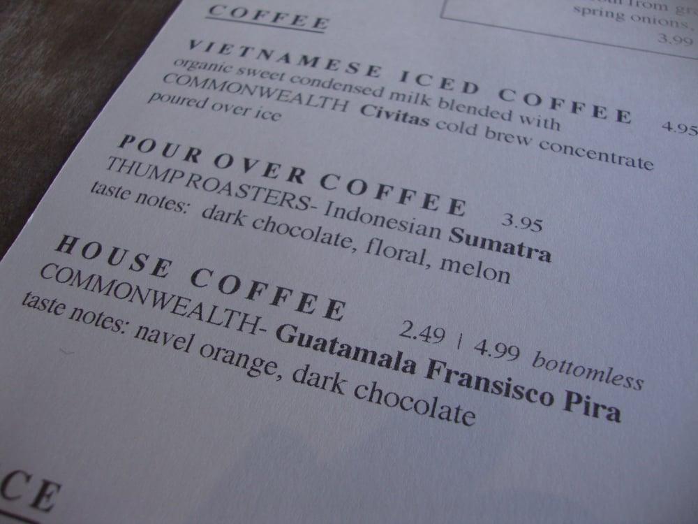 Menu at Onefold cafe, Denver, E 18th Ave