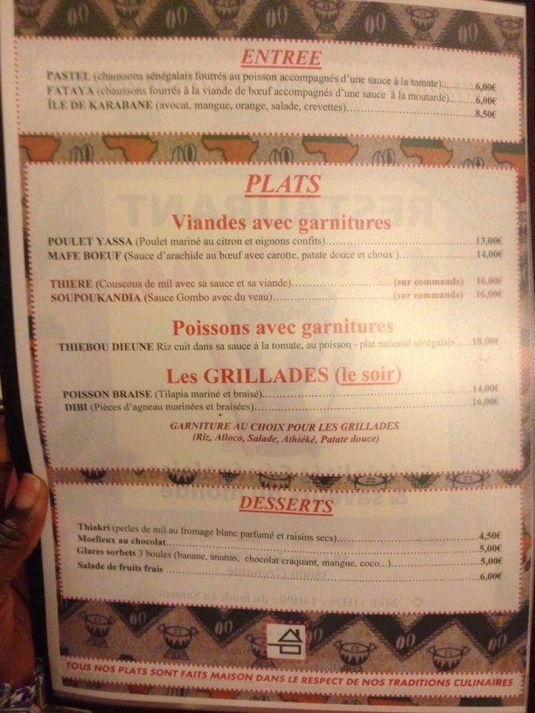 Menu at Restaurant Le TAM TAM, Grenoble